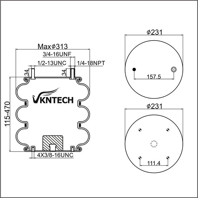 Industrial W01-358-8033 Hendrickson Suspension Air Bags 3B12-312 ...