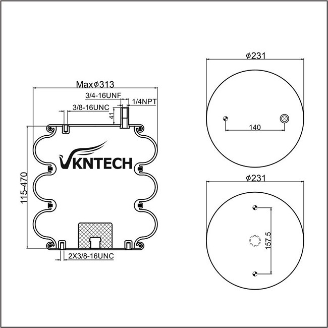 Triple Convoluted Air Spring/Air Suspension 3B12-329/FT330-29 547 W01 ...
